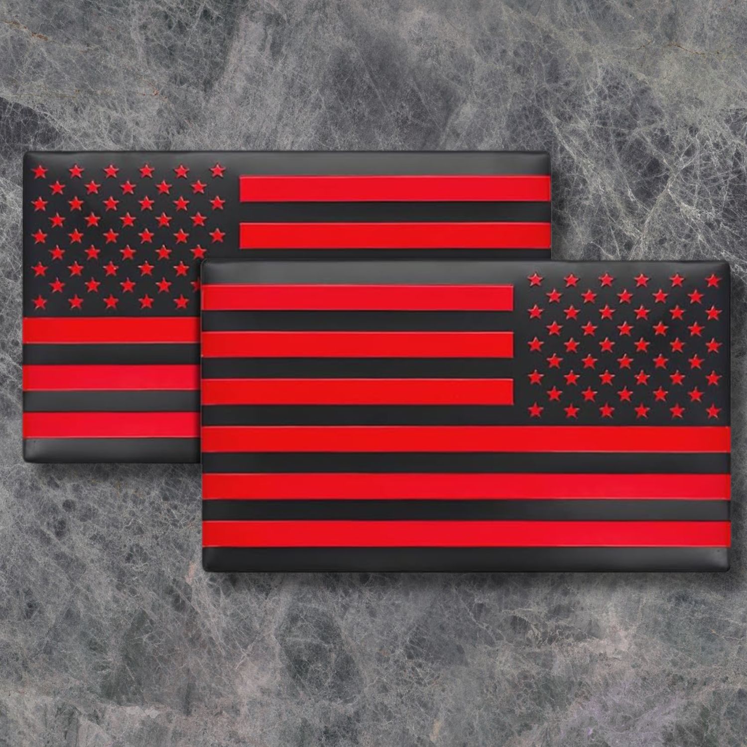 3D Metal Black and Red American Flag Decal Stickers